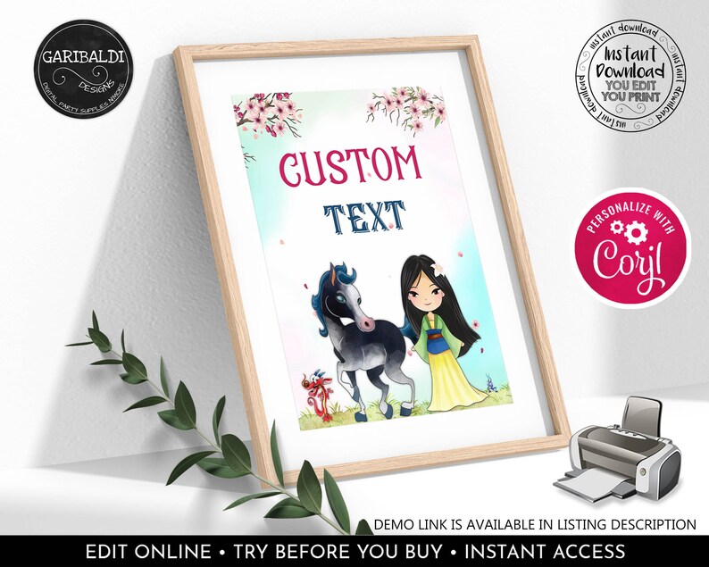 Mulan Custom Sign Editable Welcome Sign Mulan Birthday - Etsy