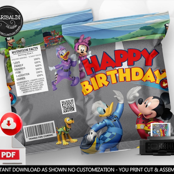 Mickey and the Roadster Racers Chip Bags - Etsy