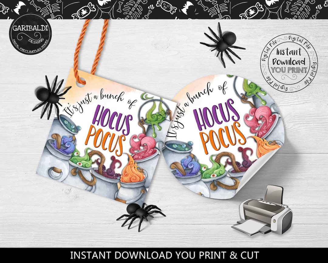INSTANT DOWNLOAD Halloween Hocus Pocus Tags Halloween Gift Tag ...