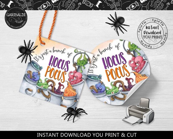INSTANT DOWNLOAD Halloween Hocus Pocus Tags Halloween Gift Tag - Etsy