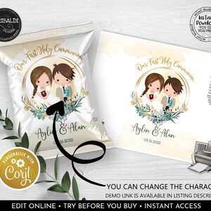 Editable First Communion Chip Bag Wrapper Template, Printable Sibling ...
