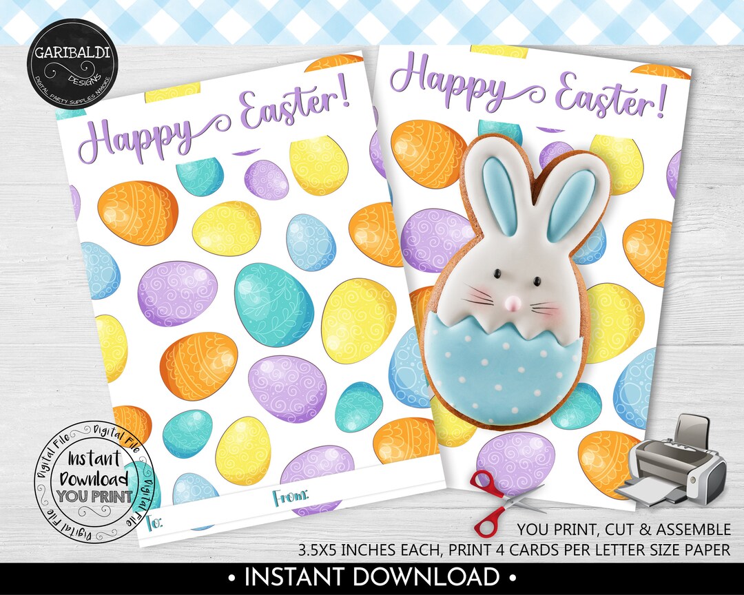 Easter Cookie Card Holder Instant Download Happy Easter Tag Printable ...