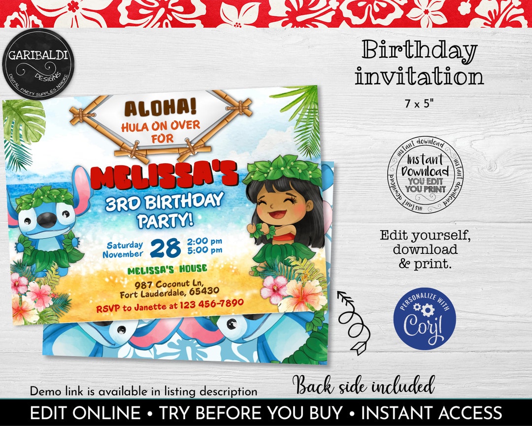 Editable Luau Invitation Instant Download Hawaiian Birthday Party ...