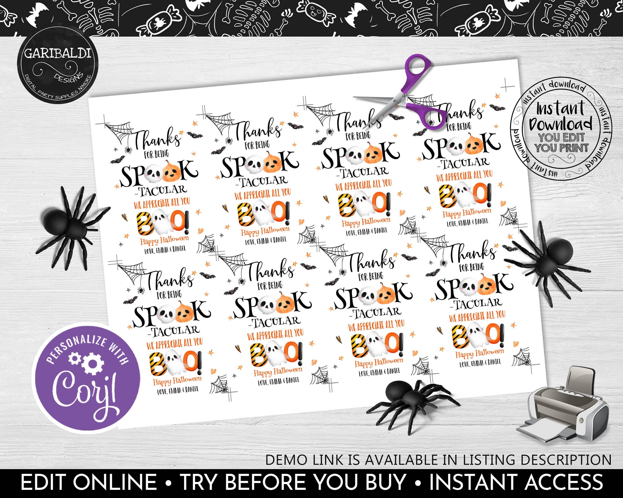 Editable Halloween Appreciation Favor Tags Spooktacular Teacher ...