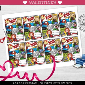Printable Superhero Valentine Cards, Kids Valentine Cards, School ...