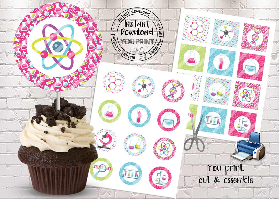 Science Cupcake Toppers Science Party Supplies Science Birthday Party ...