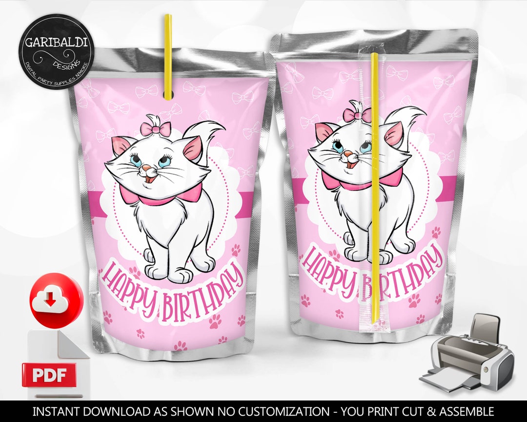 Cat Marie Juice Pouch Labels Printable Marie Capri Sun Labels Instant ...
