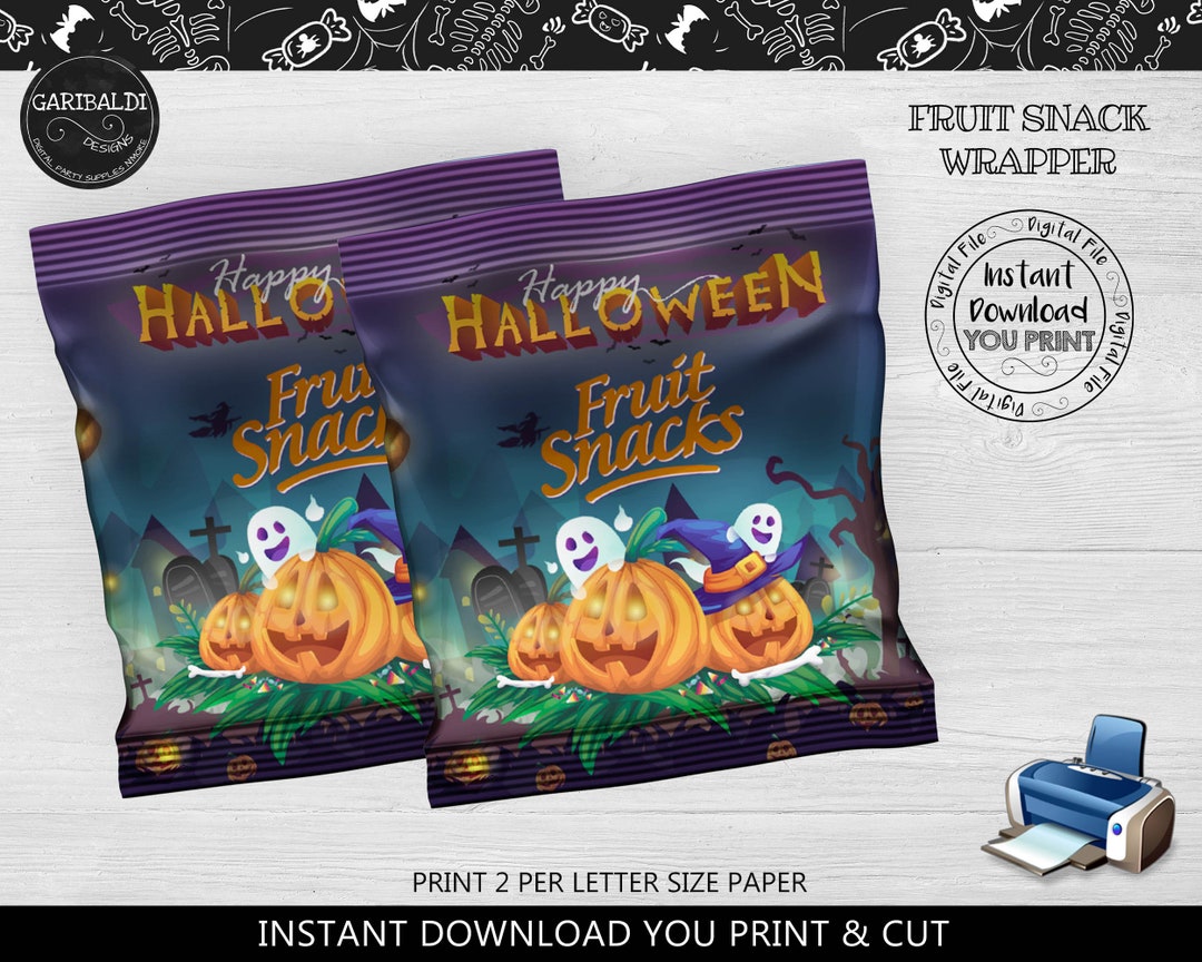 Instant Download Halloween Fruit Snacks Wrapper Printable Halloween ...