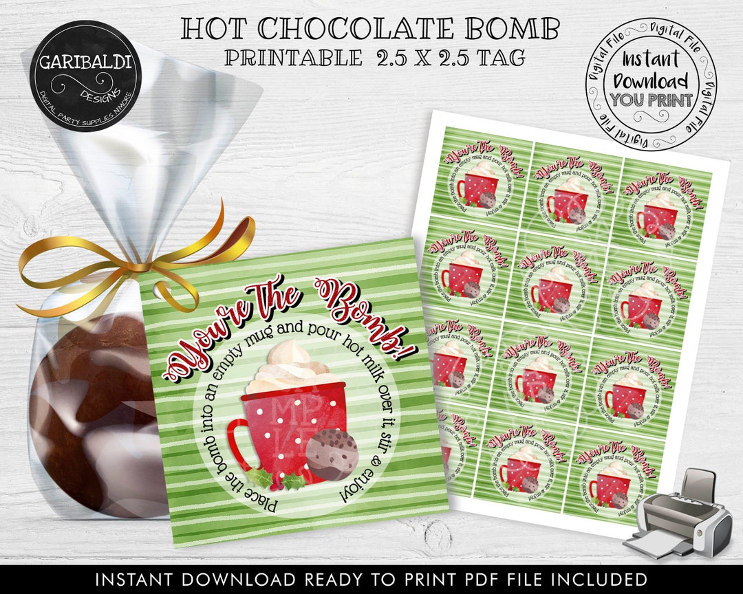 Hot Chocolate Bomb Tag Hot Chocolate Bomb Christmas Gift Tag Holiday ...