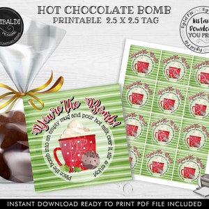 Hot Chocolate Bomb Tag Hot Chocolate Bomb Christmas Gift Tag Holiday ...