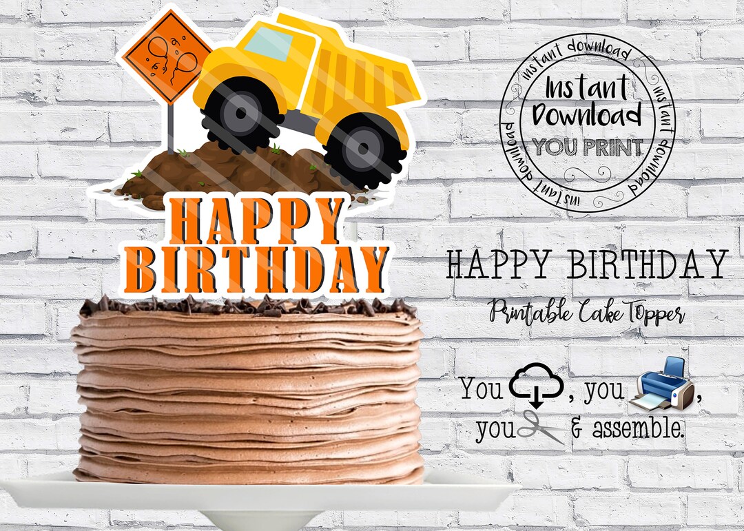 Printable Construction Cake Topper Construction Centerpiece ...