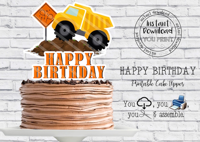 Printable Construction Cake Topper Construction Centerpiece | Etsy