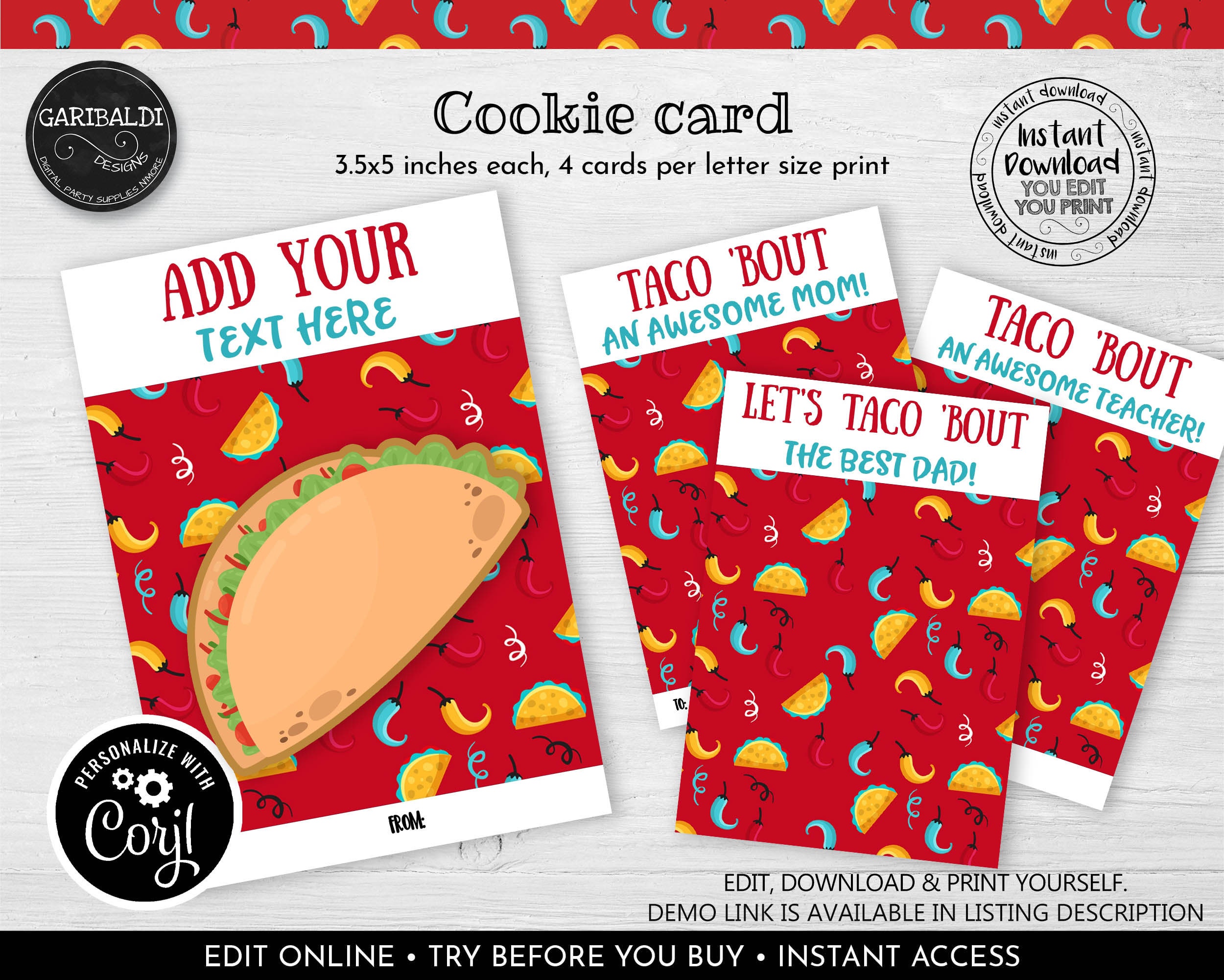 Editable Mexican Fiesta Cookie Card, Cinco De Mayo Cookie Card ...