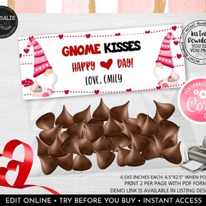 Editable Valentine's Day Bag Topper, Gnome Valentine's Day Treat Bag ...