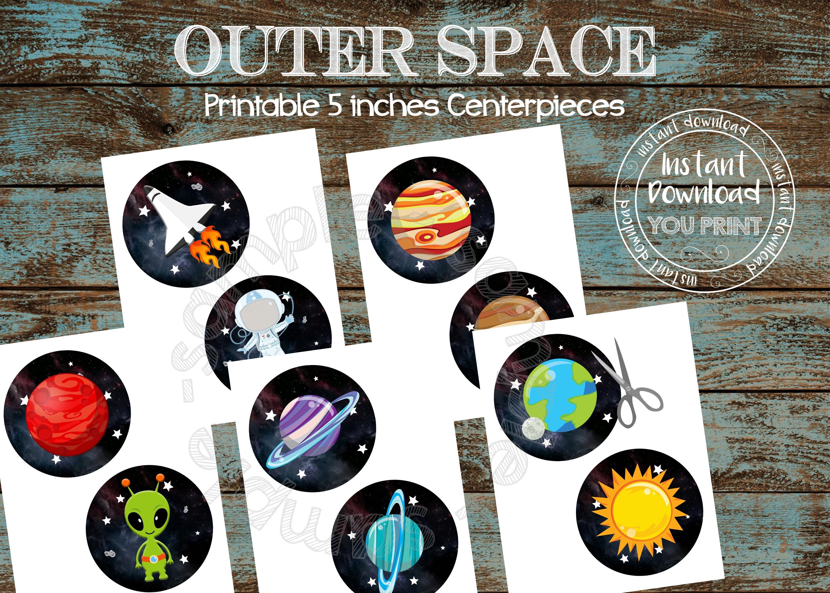 Printable Outer Space Centerpieces, Outer Space Decorations, Outer ...