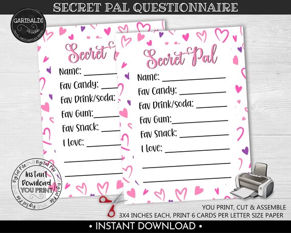 Secret Pal Cards