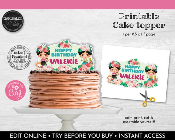 Editable Mexican Birthday Fiesta Cake Topper Printable Cute - Etsy