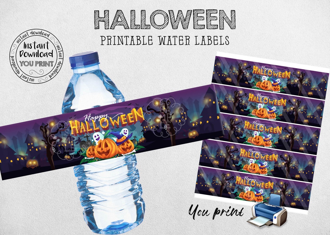 Instant Download Halloween Water Bottle Labels DIY Halloween Water ...