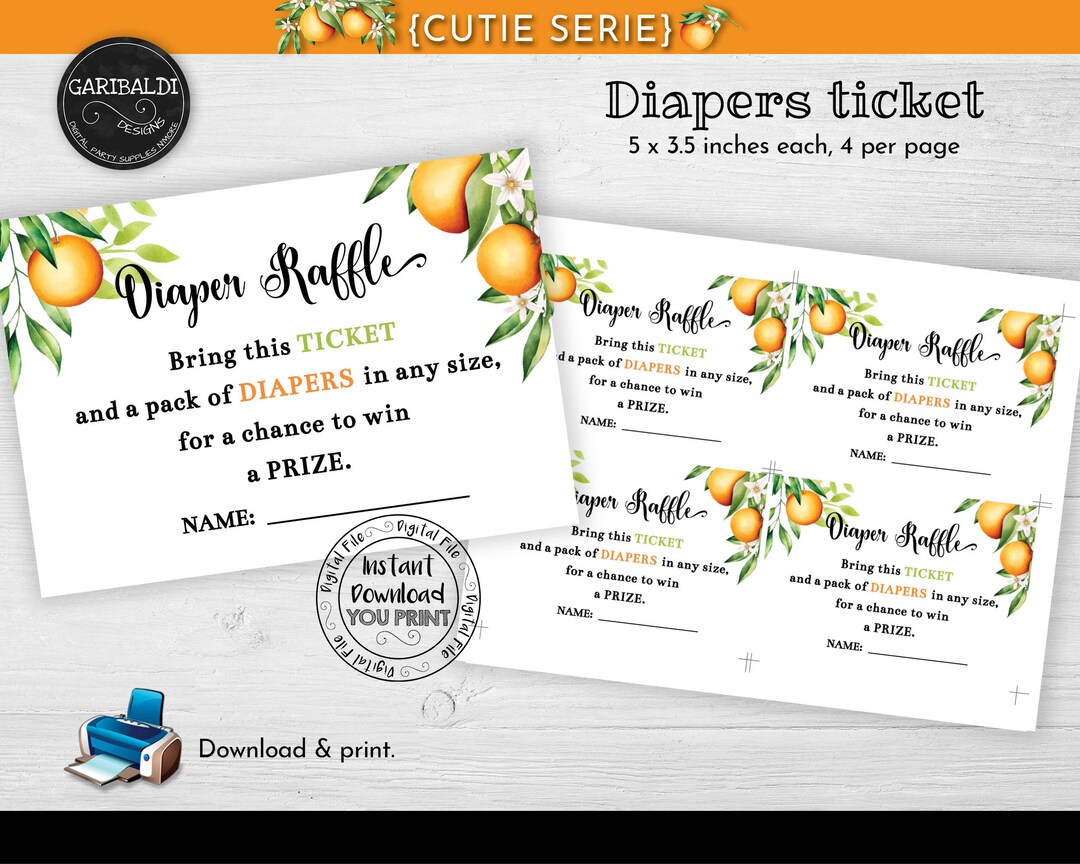 Instant Download Little Cutie Diaper Raffle Insert Card, Printable ...