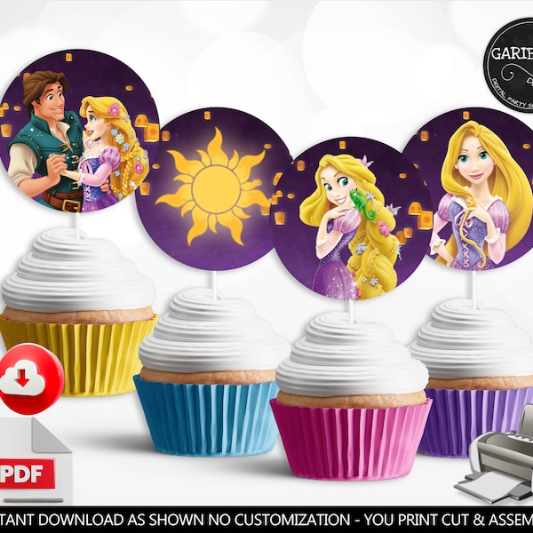 Princess Rapunzel Cupcake Toppers - Etsy