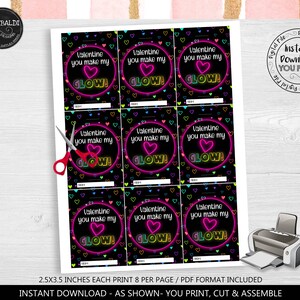 Glow Stick Valentine's Day Card You Make My Heart Glow Stick Card ...