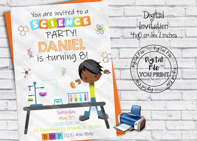 Printable Science Party Invitation Custom Science Birthday | Etsy