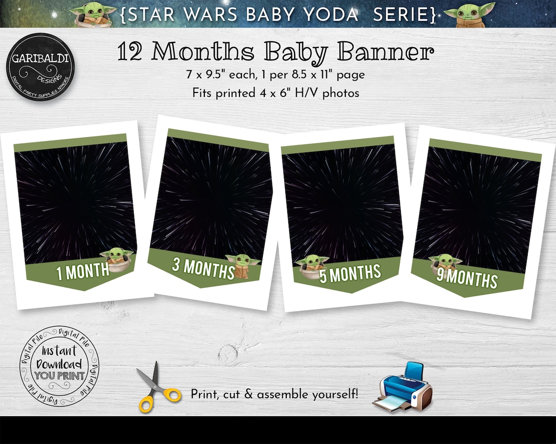 INSTANT DOWNLOAD Baby Yoda Photo Banner Baby Yoda First Birthday Banner ...