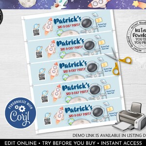 Editable Outer Space Water Bottle Labels Template Galaxy Party Decor ...