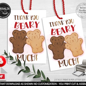Teacher Appreciation Tags Thank You Beary Much Tag Teddy Bear Grahams ...