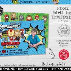 Editable Superhero Invitation, Instant Download Superhero Birthday ...