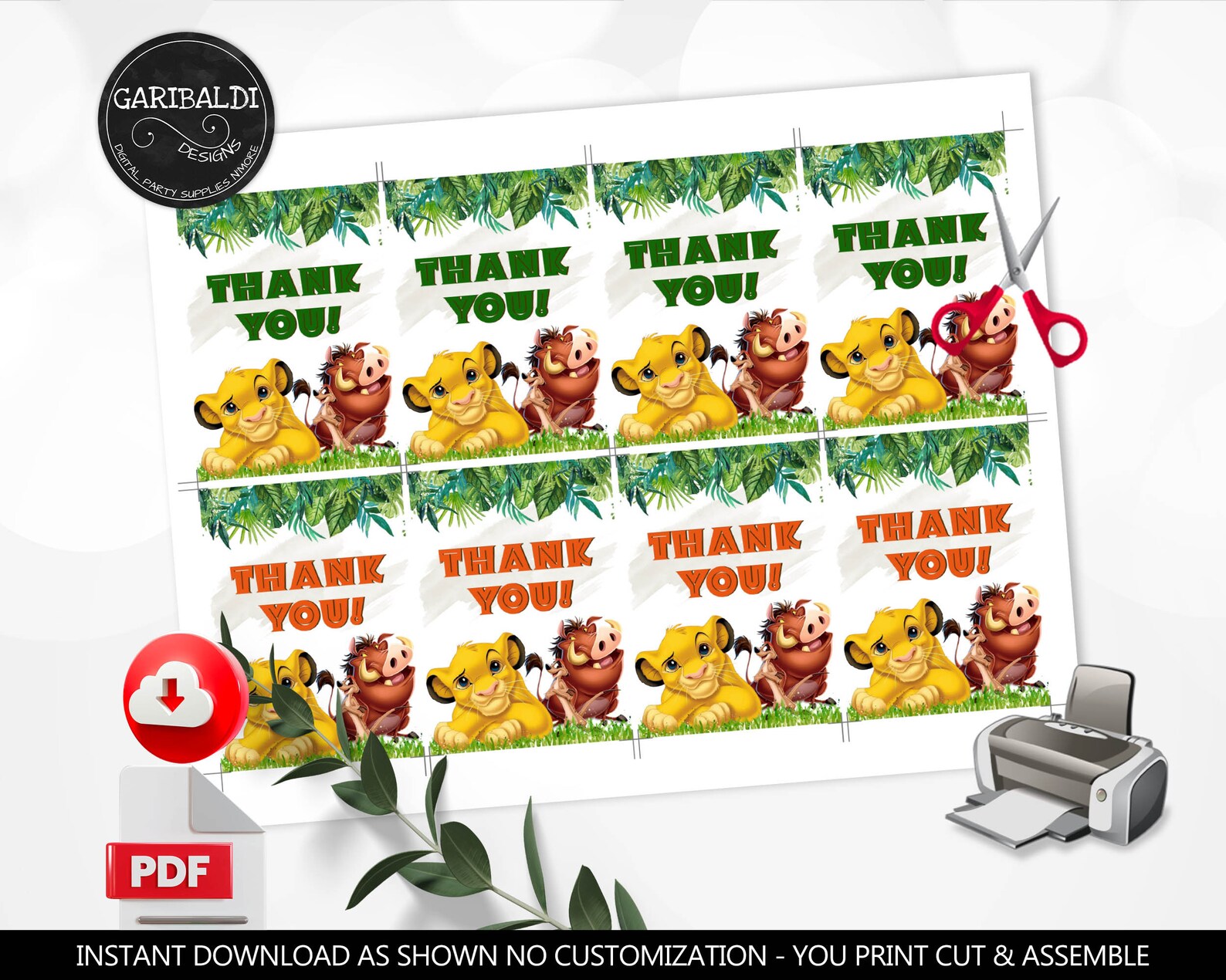 Instant Download Lion King Favor Tags Printable Lion Gift Tags Safari ...