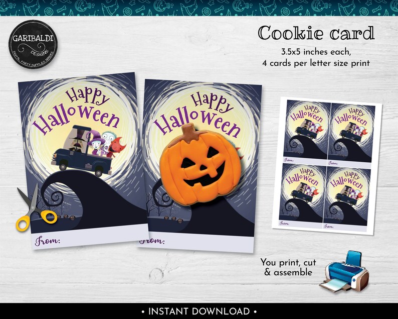 Printable Halloween Cookie Card, Printable Nightmare Cookie Holder ...