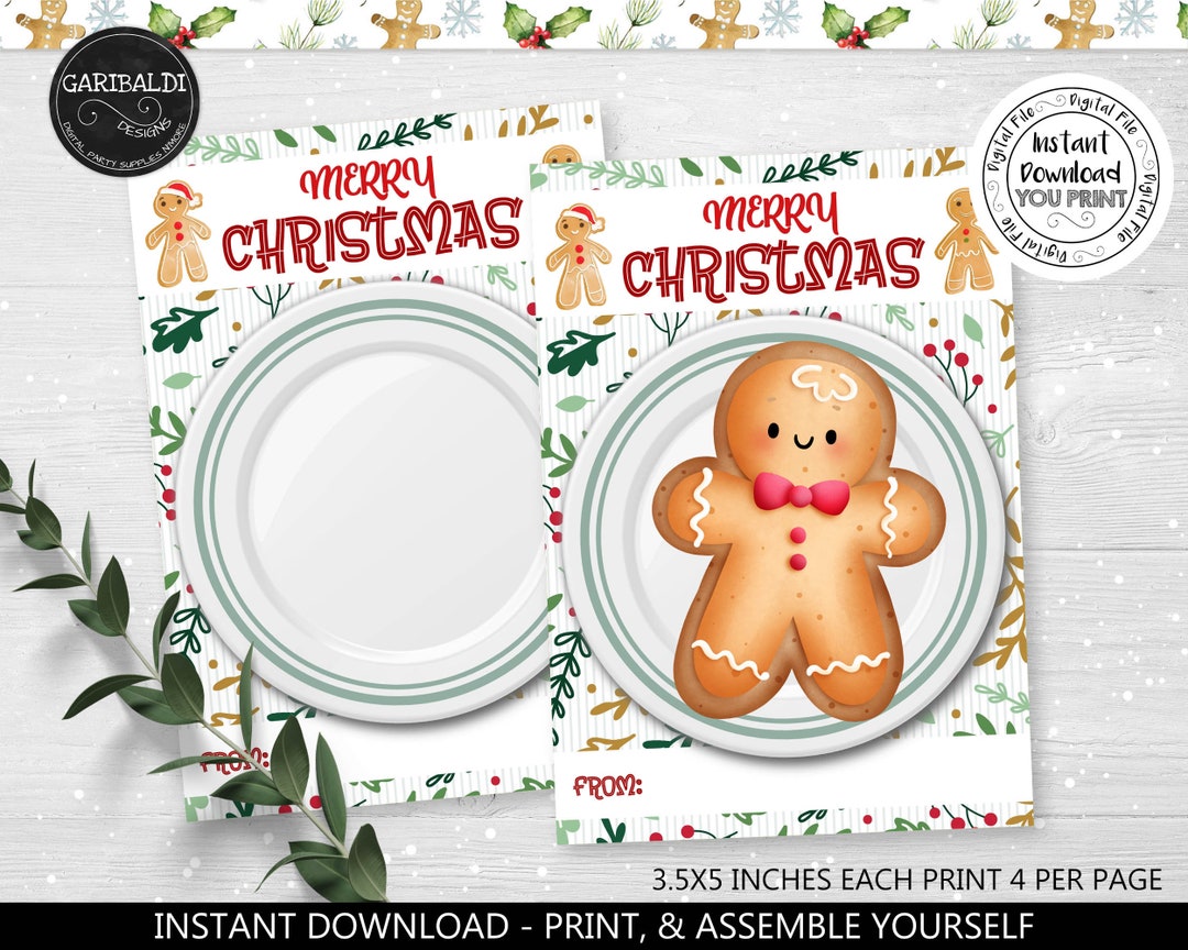 Printable Christmas Cookie Card Santa Cookie Tag Instant Download ...