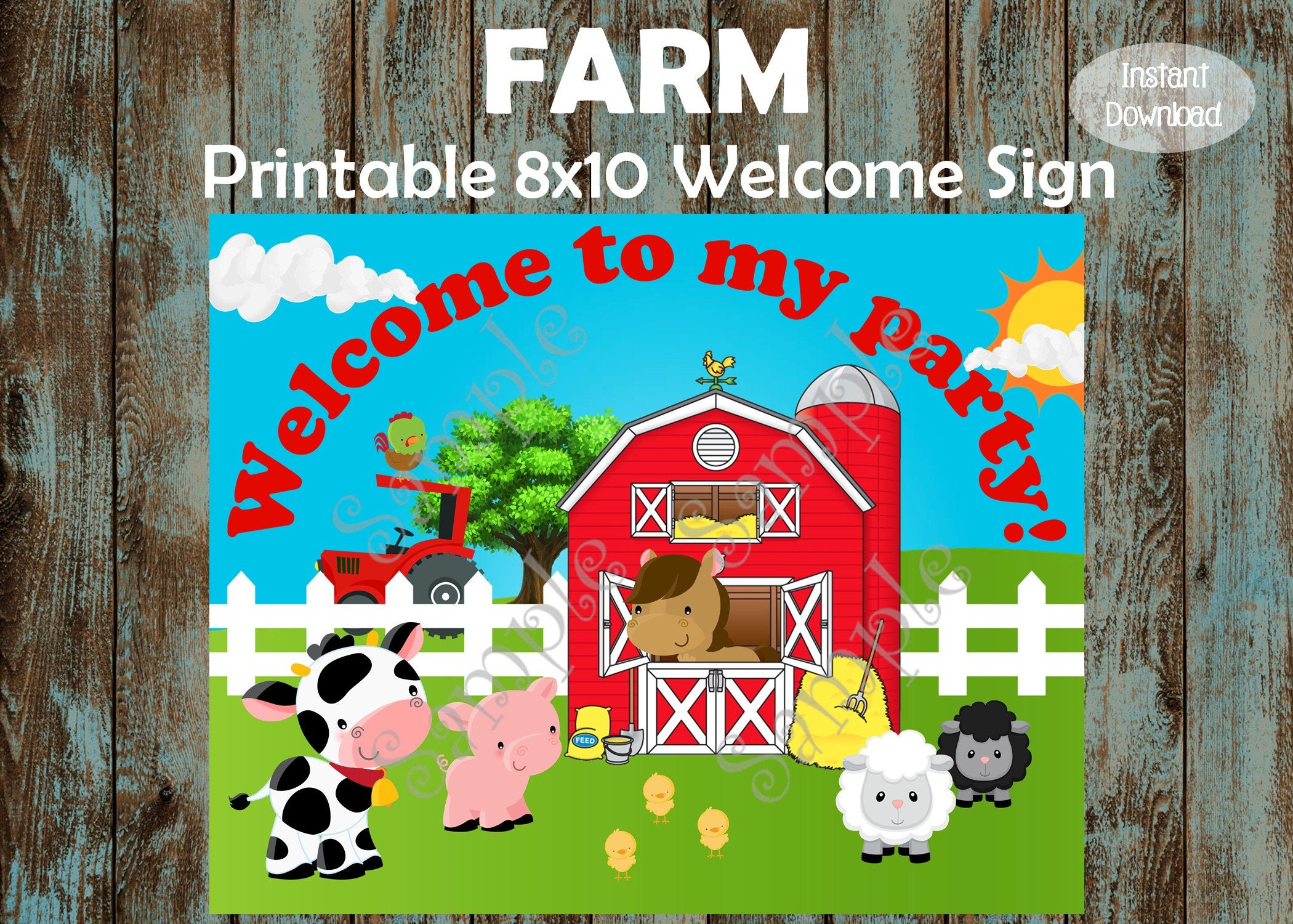 Printable Farm Sign Farm Welcome Party Sign Farm Door Sign | Etsy