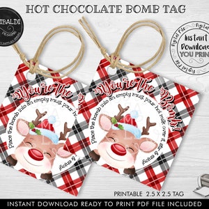 Hot Chocolate Bomb Tag Hot Chocolate Bomb Christmas Gift Tag Holiday ...