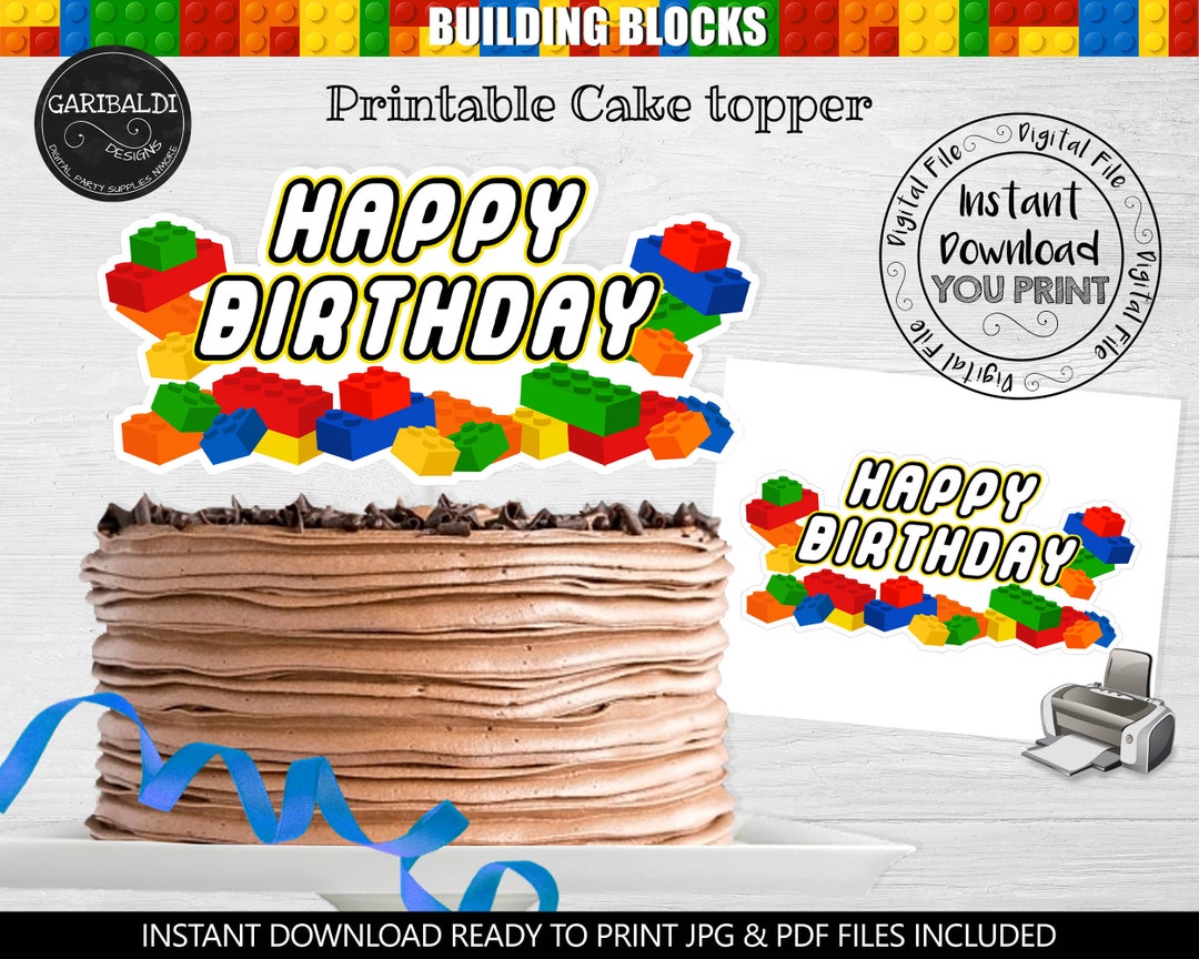 Printable Building Blocks Cake Topper Building Blocks Centerpieces ...
