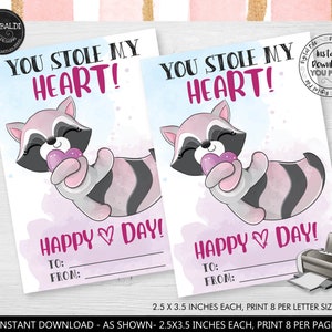 Printable Valentine's Day Cards Racoon Valentine's Day Card You Stole ...