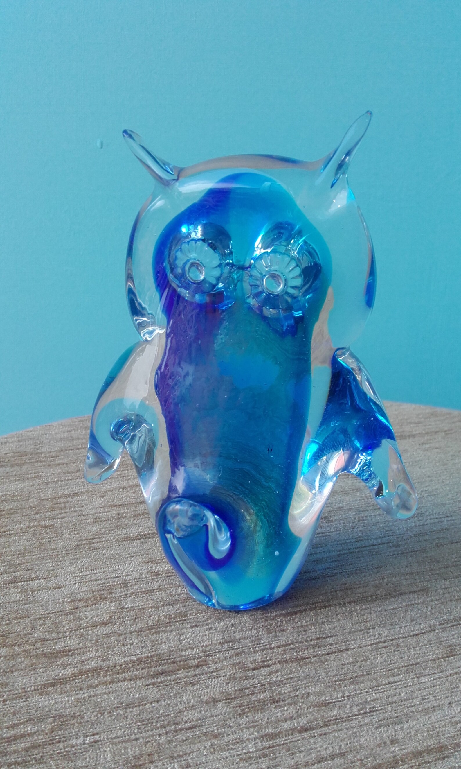 Murano Italian Clear & Blue Crystal Owl 1980s Vintage - Etsy