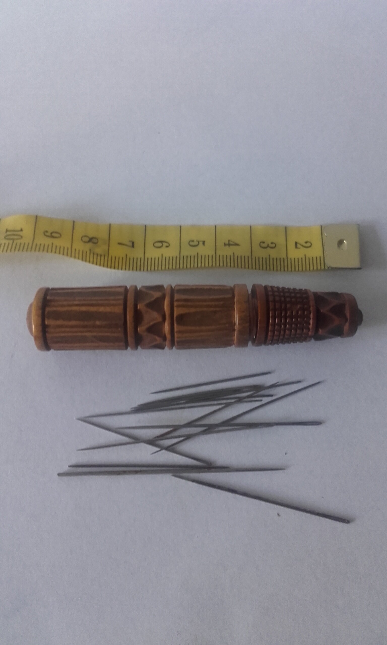 Antique Victorian Carved Turned Wooden Needle Case Holder With Some ...