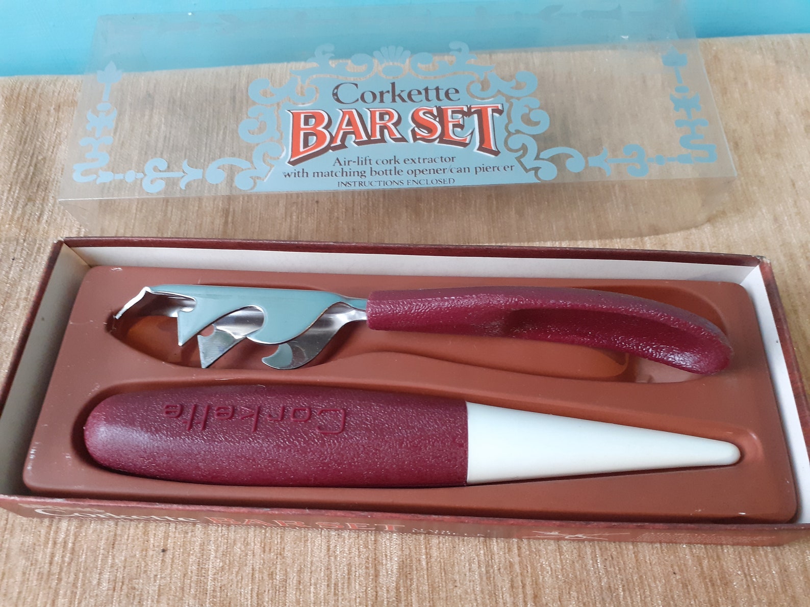 Spong Corkette Bar Set Air-lift Cork Extractor With Matching Bottle ...