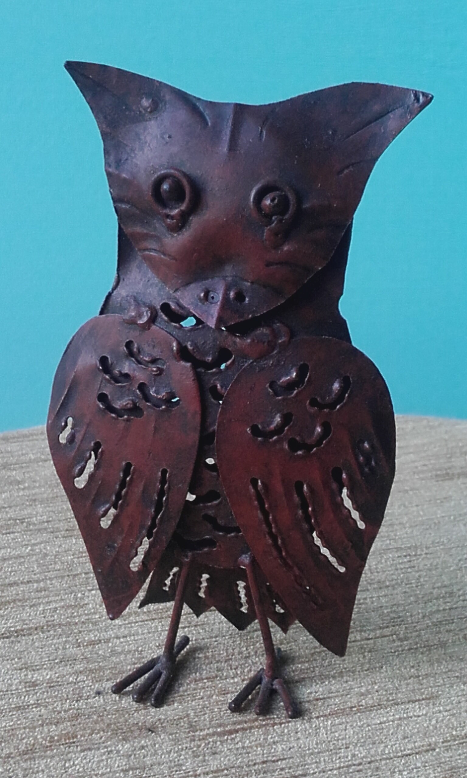 Metal Copper Coloured Owl 1980s Vintage Small Handmade Metal Figure ...