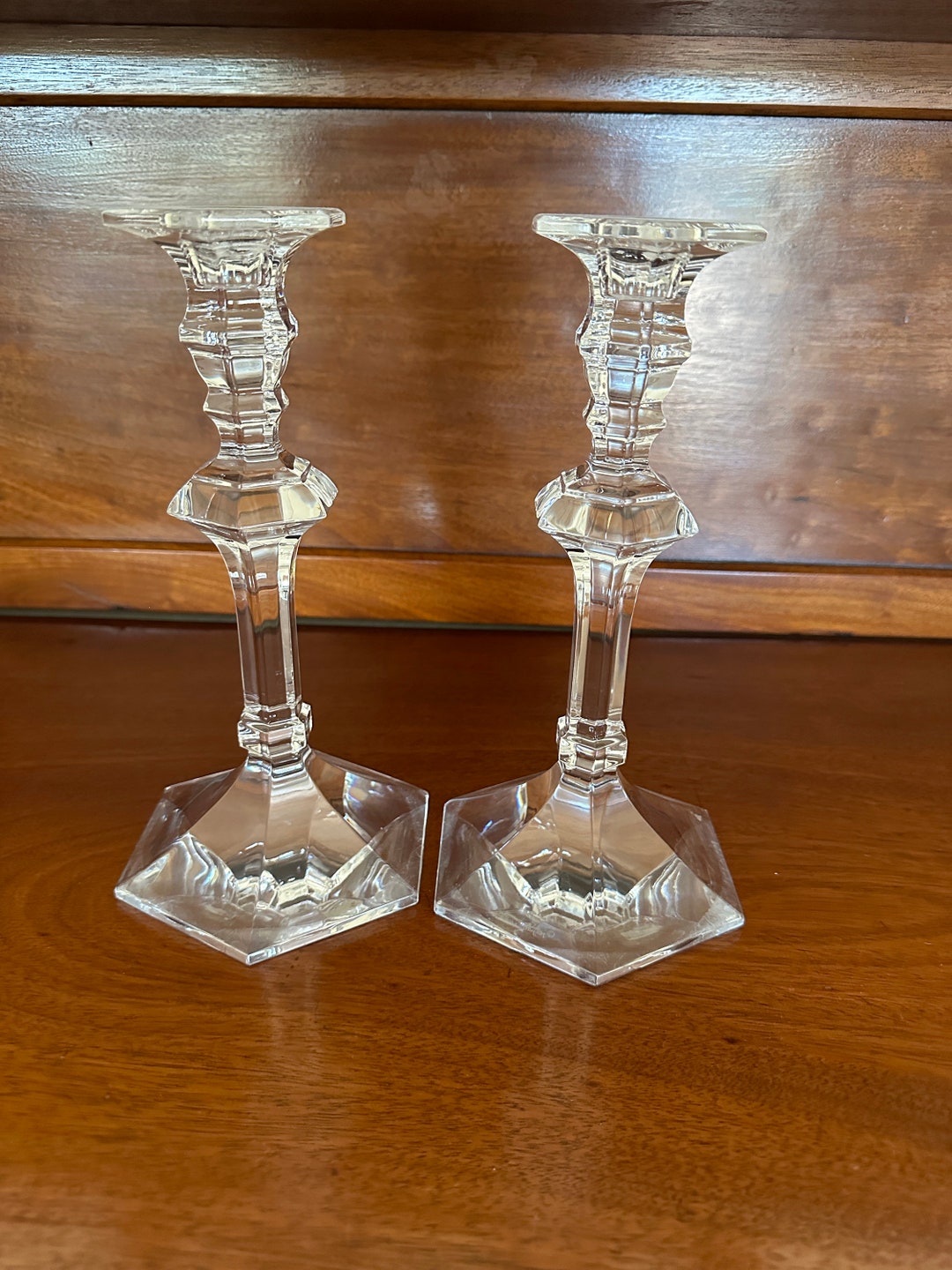 Val St. Lambert 9" Tall Crystal Candlesticks - Etsy