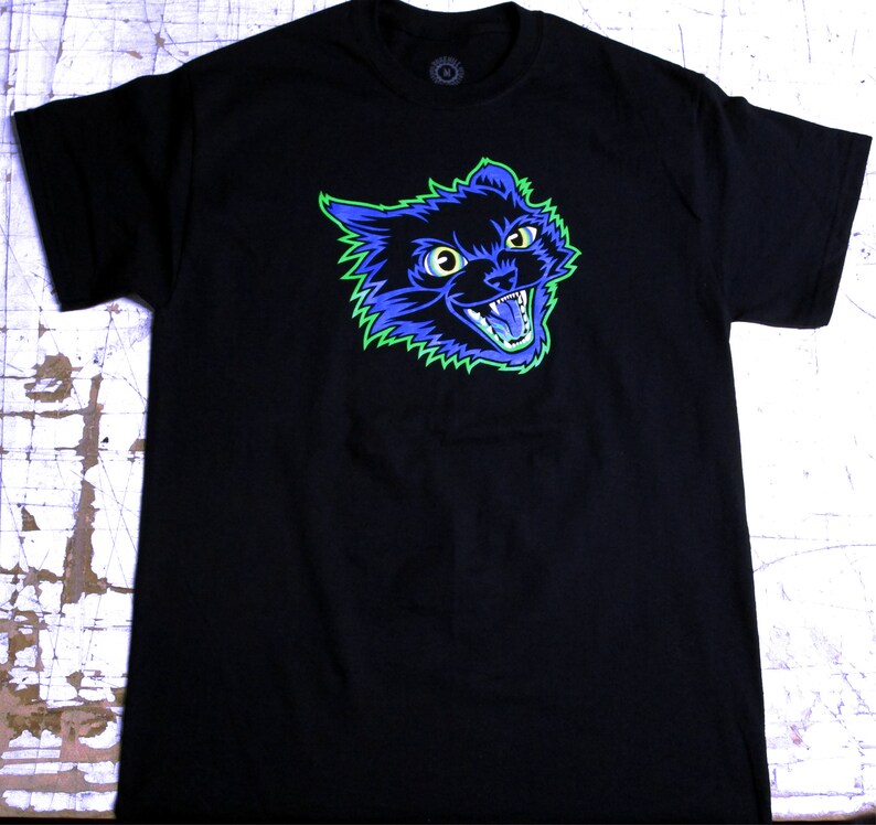 BLACK CAT Tee Shirts Featuring Art by Mark Monlux | Etsy