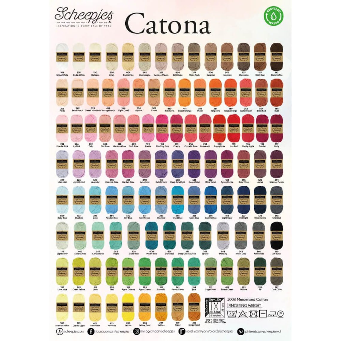 Scheepjes Catona Yarn 50g. Colors 074-387. Cotton Yarn for - Etsy