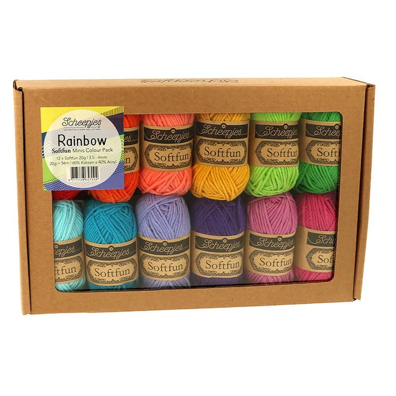 Scheepjes Rainbow Softfun Yarn Minis Colour Pack, 12 X 20g/56m - Etsy ...