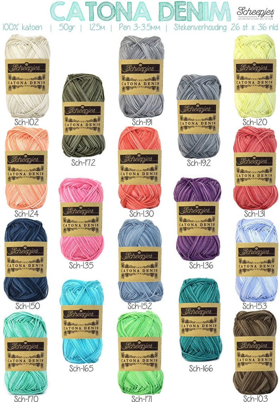 Scheepjes Catona Denim Yarn 50g - 125m. Soft Cotton Yarn. - Etsy