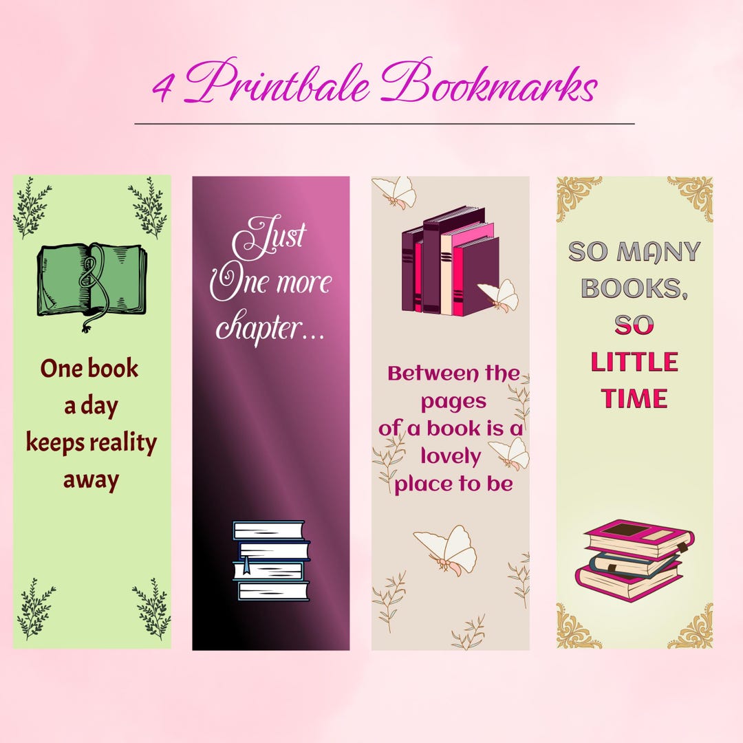 Stacked Books Printable Bookmark for Book Lovers, Cute Digital ...