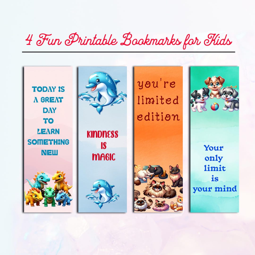 Colorful Reading Bookmarks for Kids Printable Gift Set for Young ...