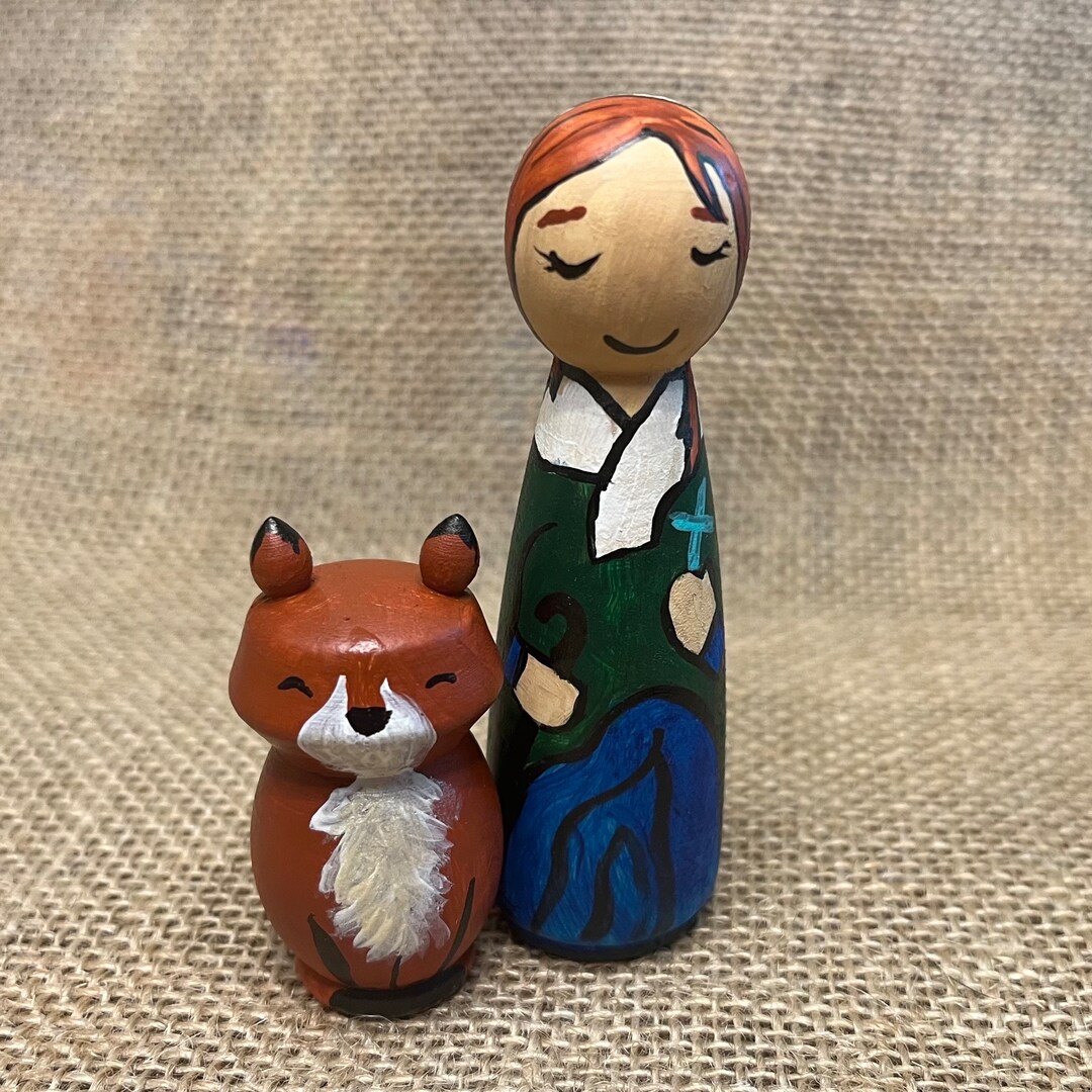 St. Brigid & Fox Peg Dolls - Etsy