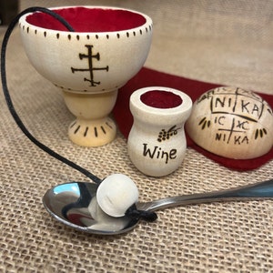Play Pretend Holy Communion Set wood or Metal Chalice - Etsy